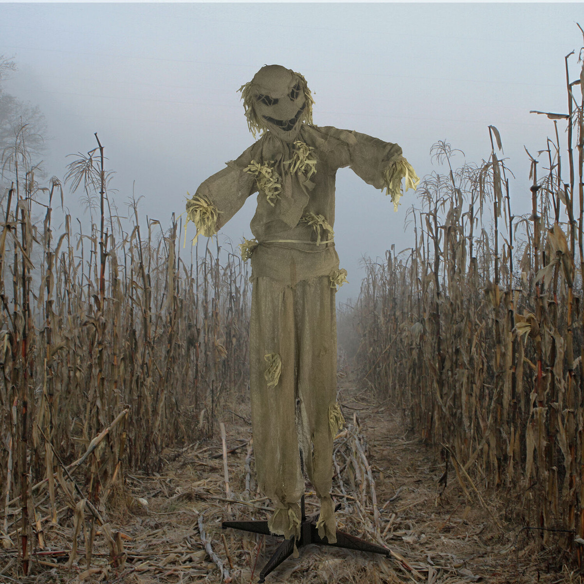 Haunted Hill Farm Life-Size Scarecrow Prop with Lights and Sound ...