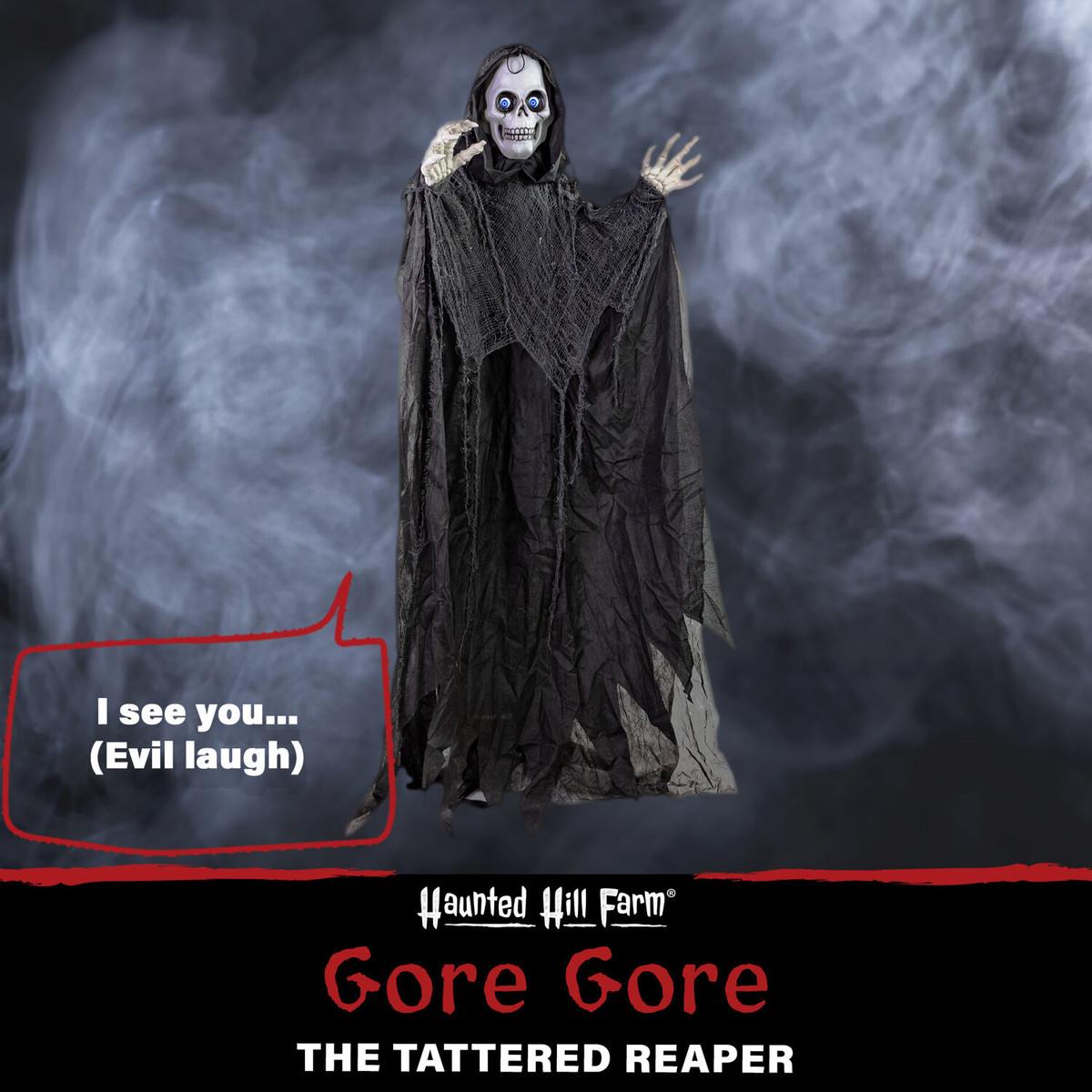 Haunted Hill Farm 6-Ft. Gore Gore the Tattered Reaper w/ Animated Eyes ...