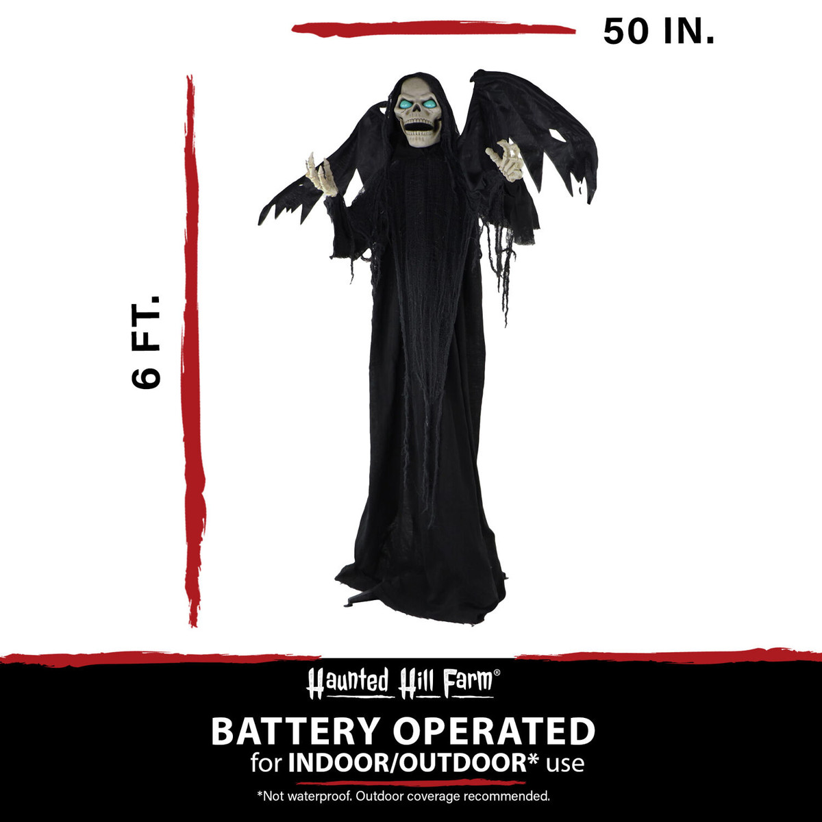 Haunted Hill Farm Life-Size Animatronic Reaper, Indoor/Outdoor ...