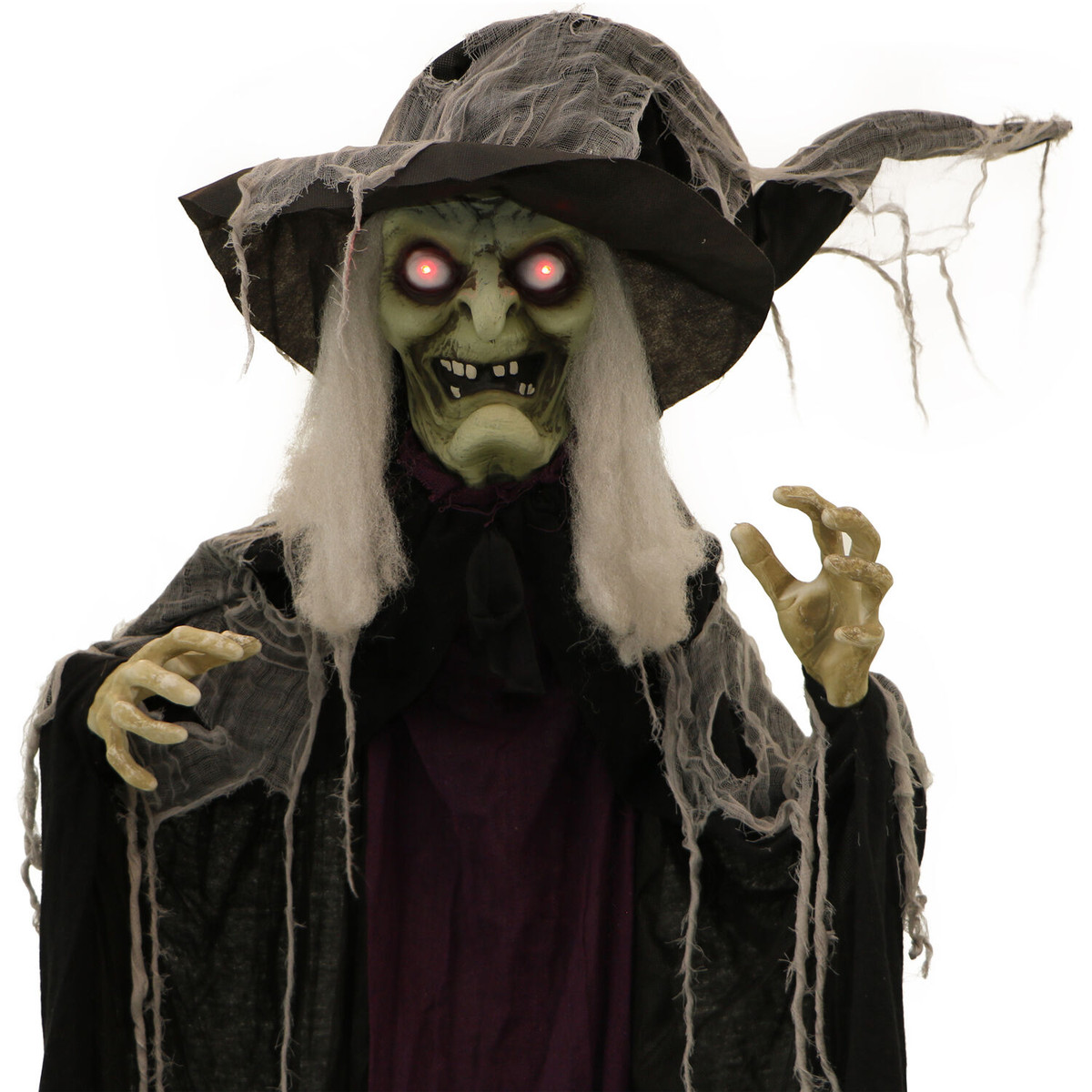 Haunted Hill Farm Life-Size Poseable Witch with Lights and Sound ...