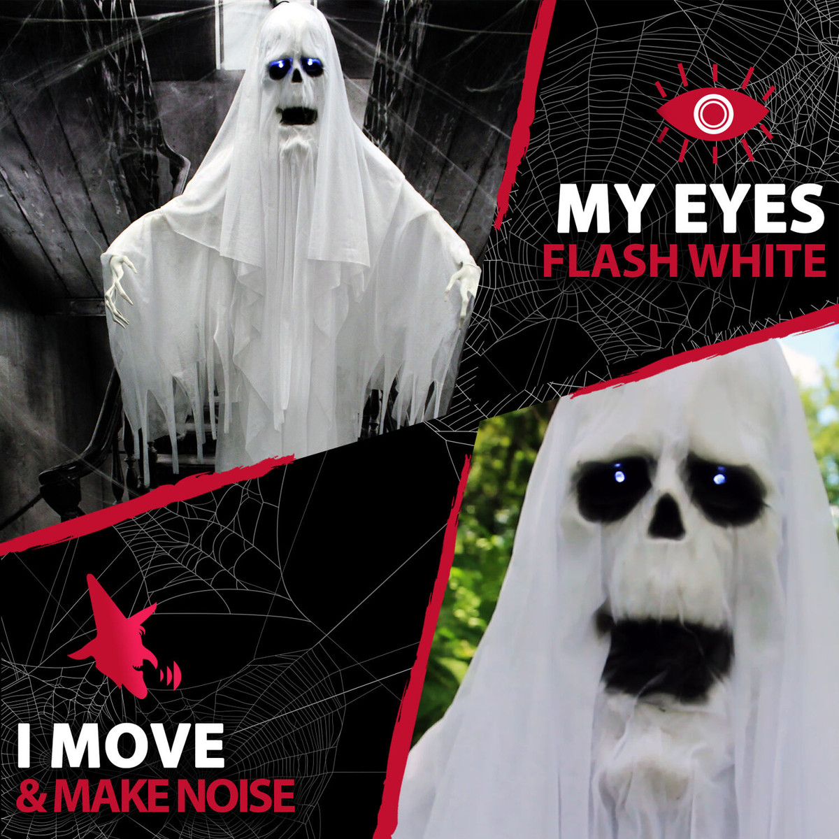 Haunted Hill Farm Life Size Animatronic Ghost Reaper, Indoor/Outdoor ...