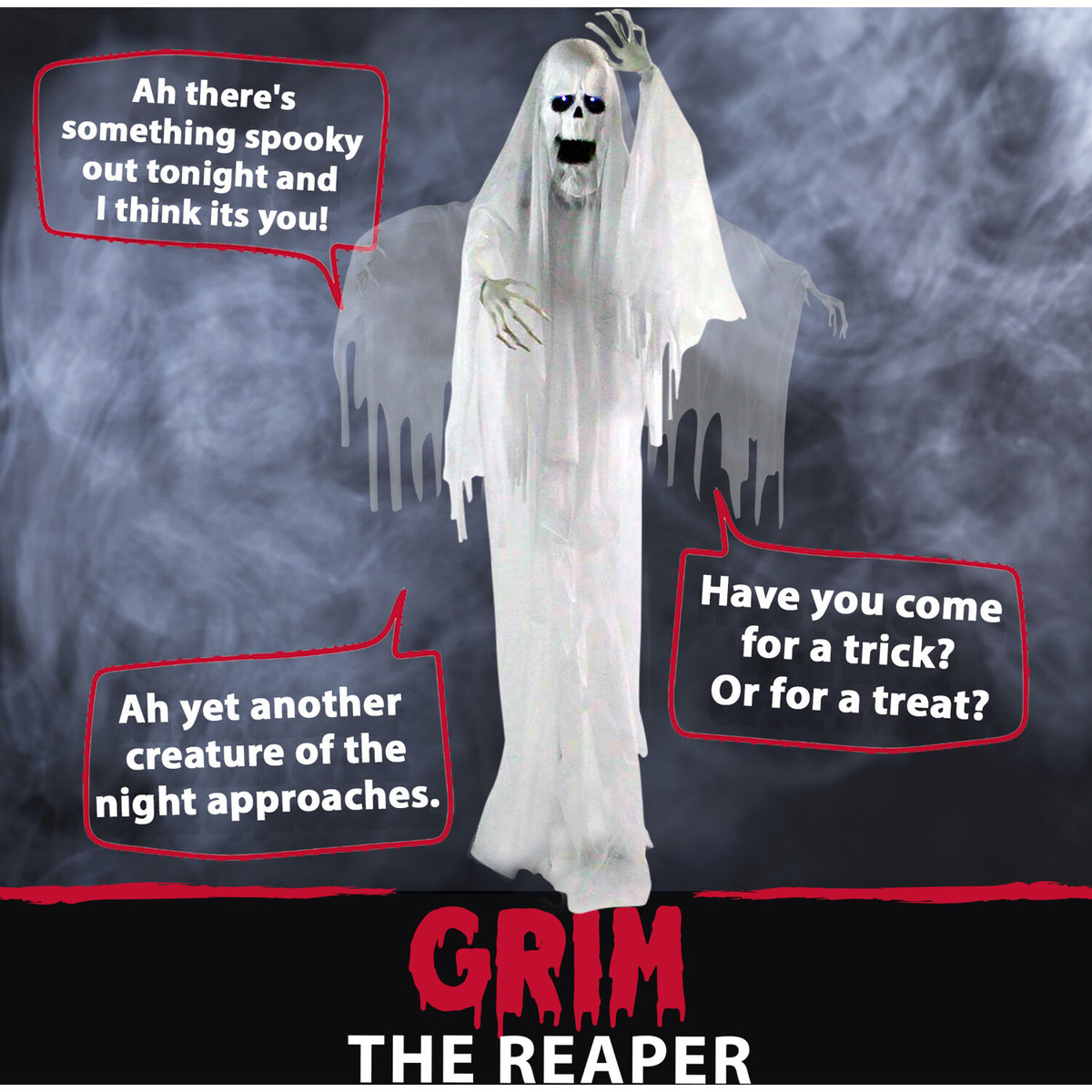 Haunted Hill Farm Life Size Animatronic Ghost Reaper, Indoor/Outdoor ...