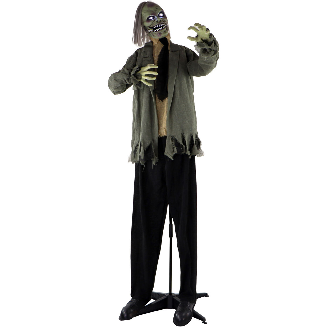 Haunted Hill Farm Life-Size Poseable Animatronic Zombie with Red ...