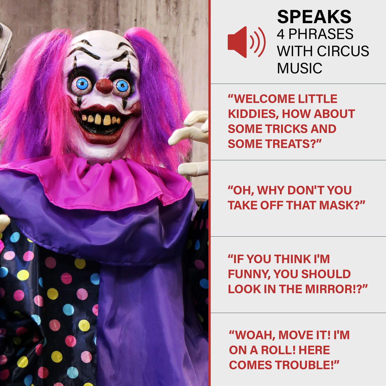 Haunted Hill Farm Devious Dottie the Animatronic Talking Clown with ...
