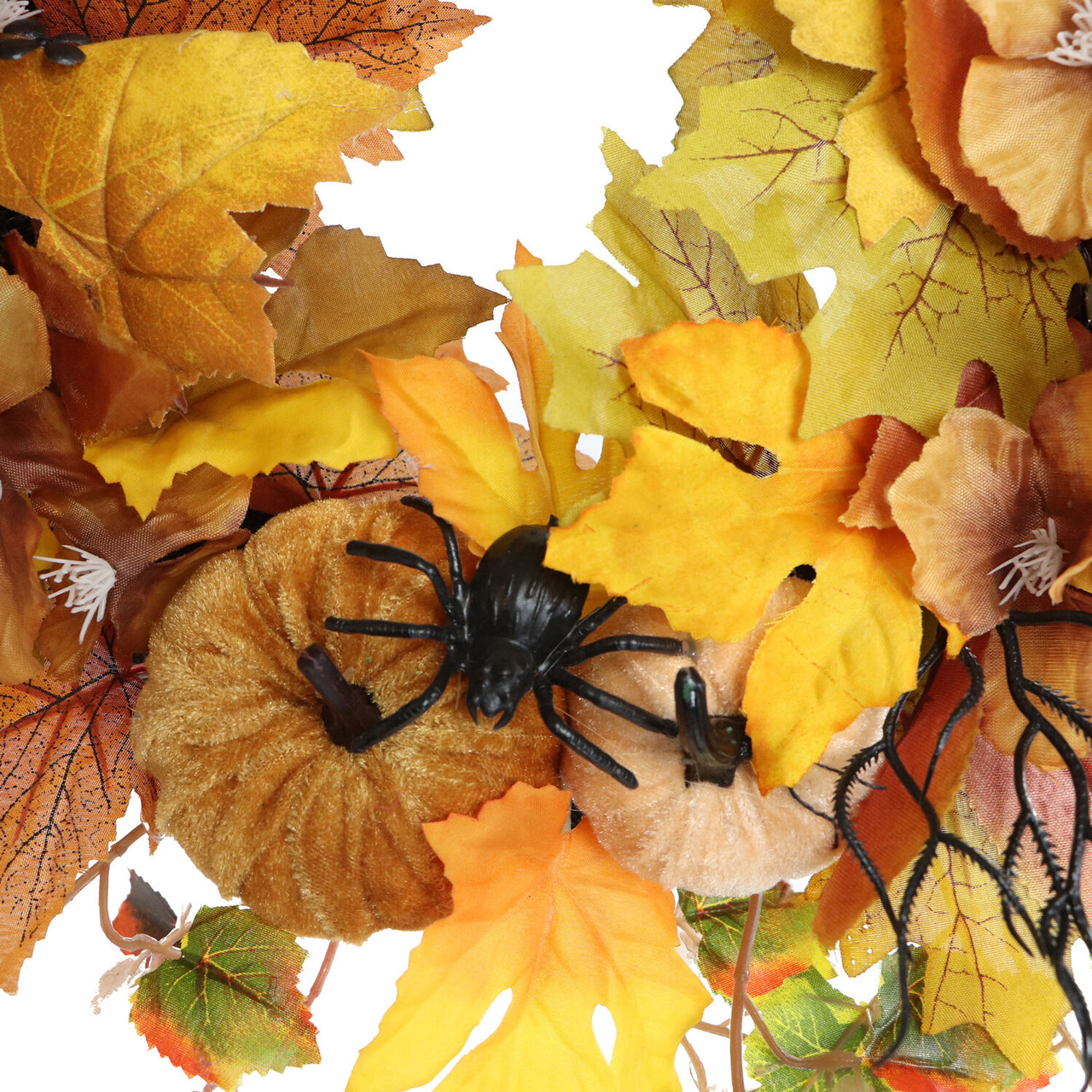 Haunted Hill Farm Festive Harvest Wreath with Fall Leaves, Mini ...