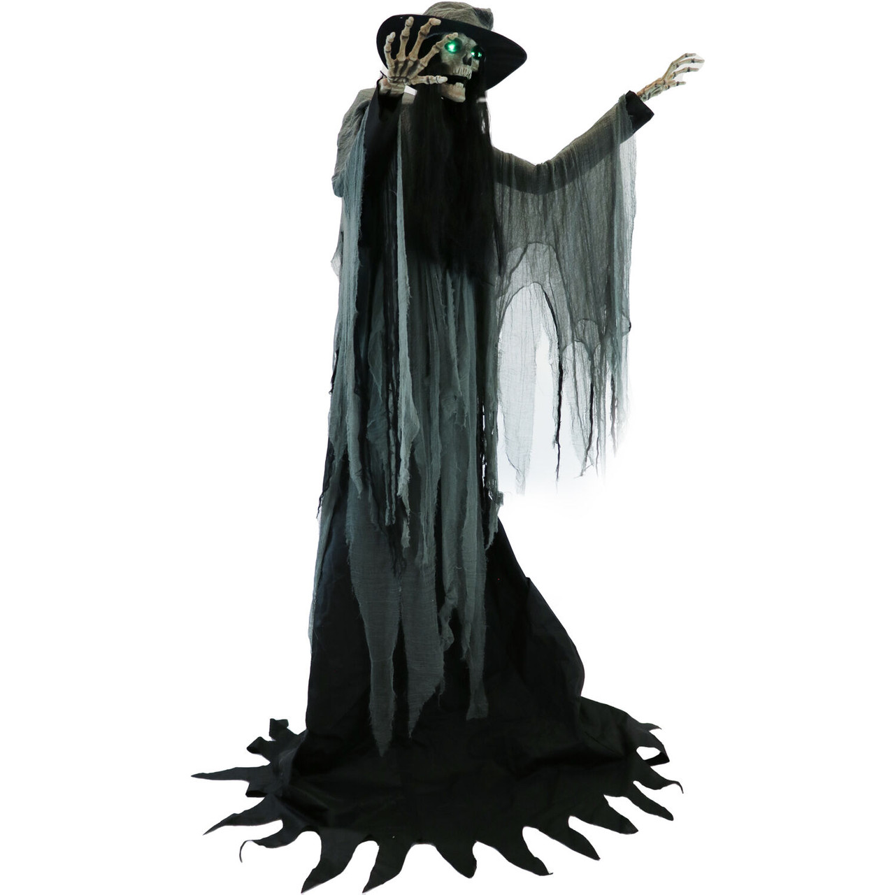Haunted Hill Farm 7.5-Ft. Tall Motion-Activated Macabre Skeleton Witch ...