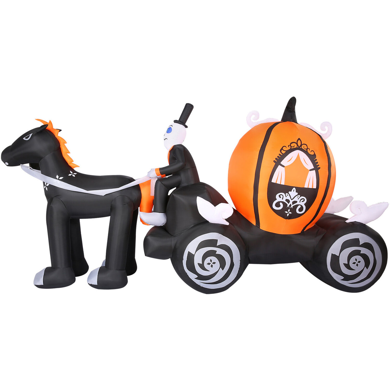 Haunted Hill Farm 6-Ft. Tall Pre-lit Inflatable Halloween Carriage
