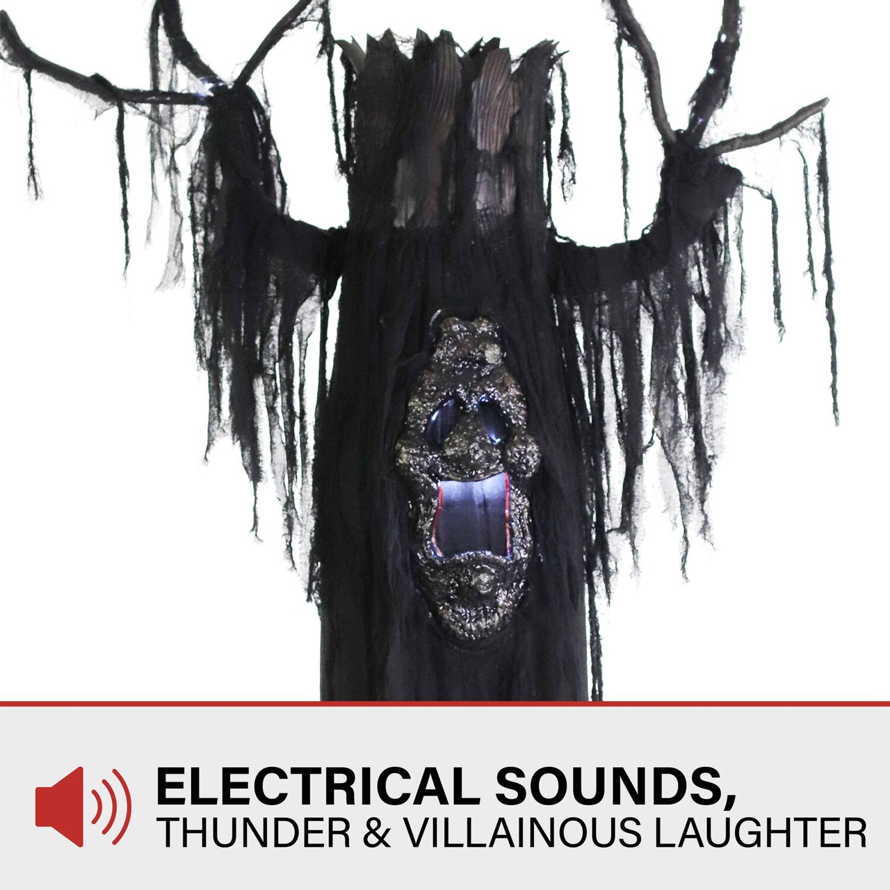 Haunted Hill Farm Light-Up Creepy Ghost Tree with White Strobe Effects ...