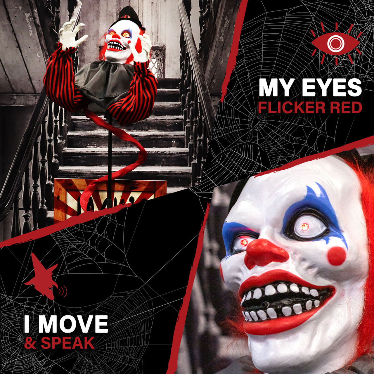 Haunted Hill Farm Life-Size Animatronic Clown Jack in the Box with ...