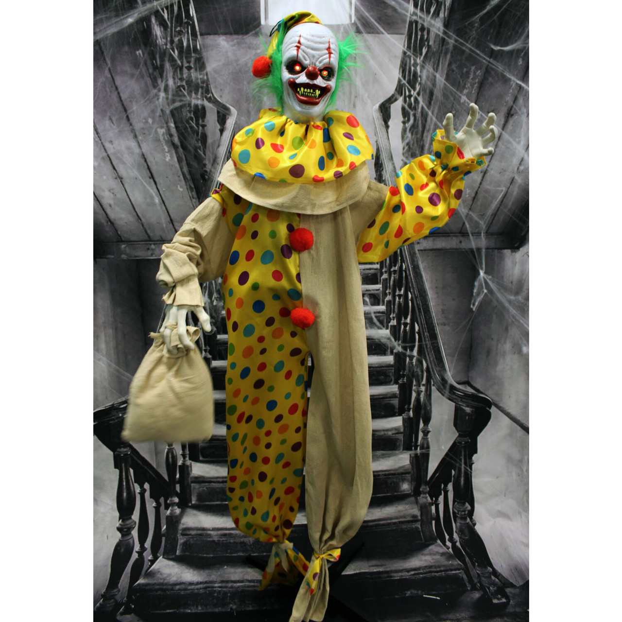 Haunted Hill Farm 65-In. Snuggles Animatronic Clown, Indoor or Covered ...