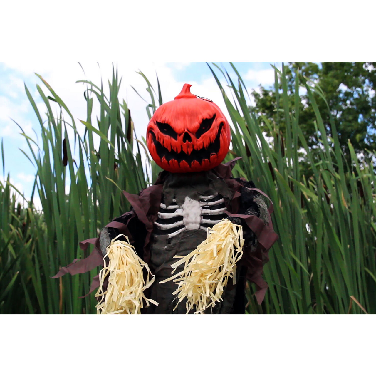 Haunted Hill Farm Life-Size Animatronic Scarecrow, Indoor/Outdoor ...