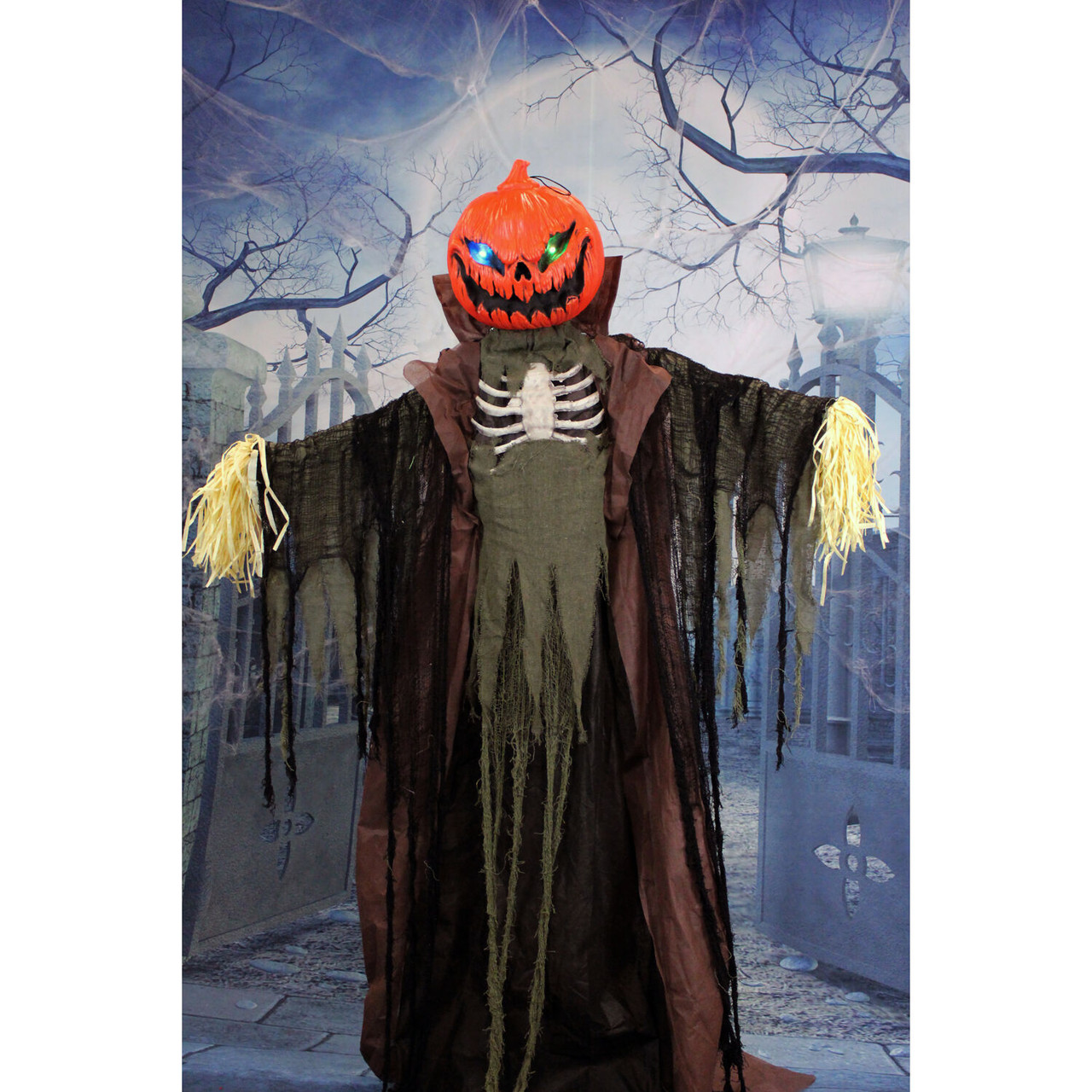 Haunted Hill Farm Life-Size Animatronic Scarecrow, Indoor/Outdoor ...