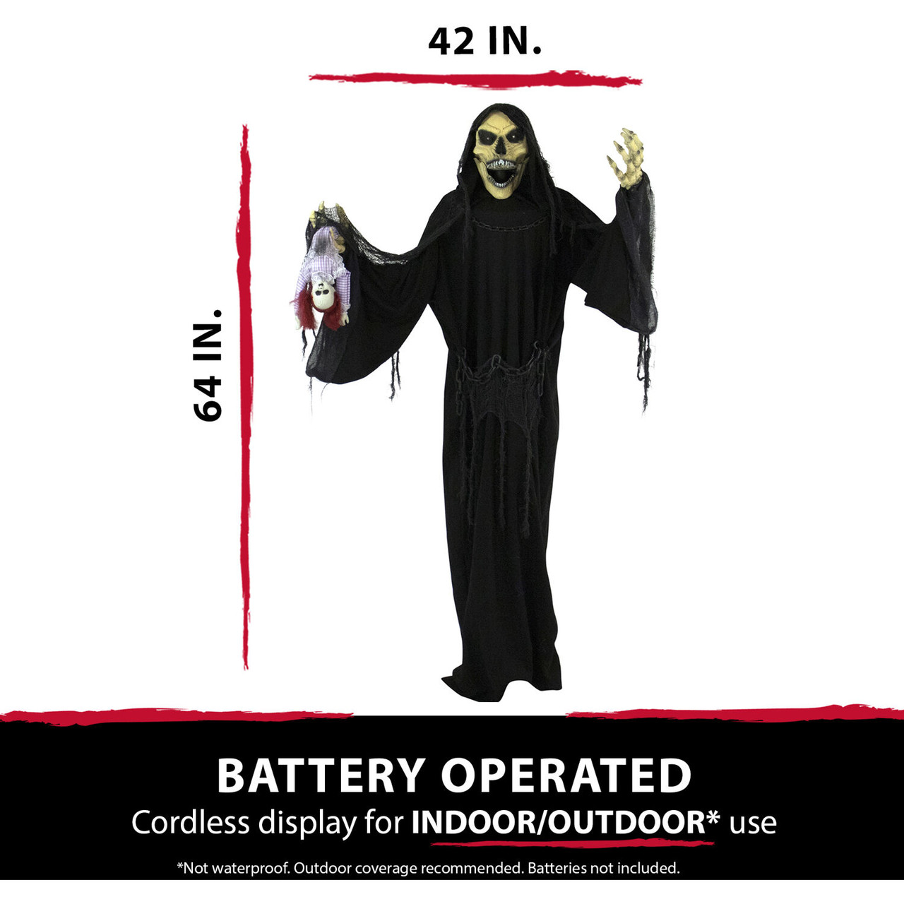 Haunted Hill Farm Life-Size Animatronic Reaper, Indoor/Outdoor ...