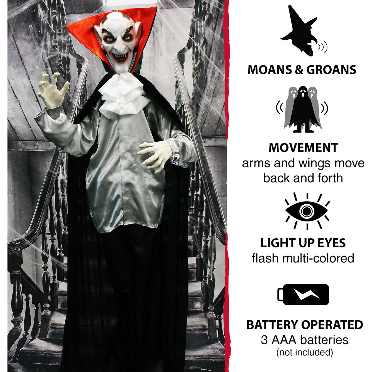 Haunted Hill Farm Life-Size Animatronic Vampire, Indoor/Outdoor ...