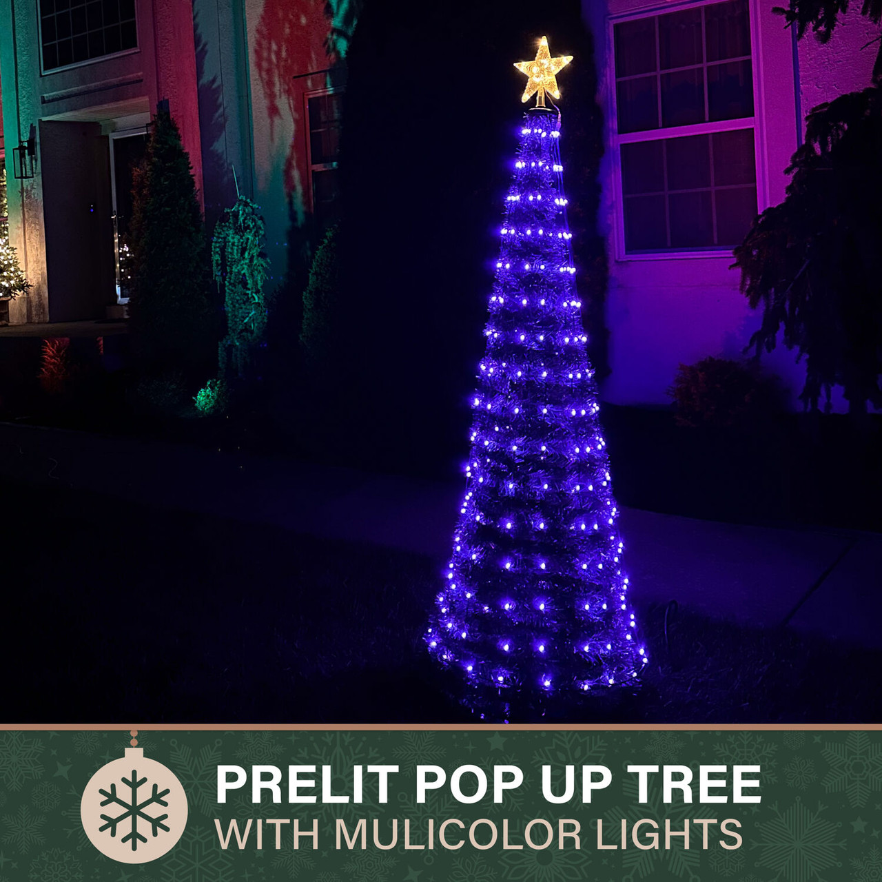 Fraser Hill Farm Indoor/Outdoor Prelit Pop Up Tree with Multicolor ...