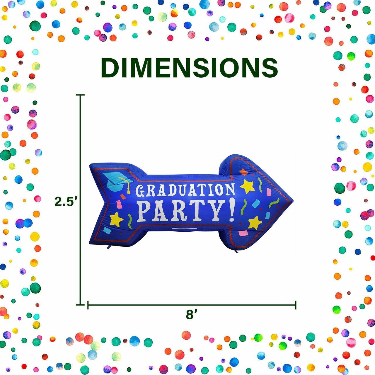 8-Ft. Wide Graduation Party Arrow, Outdoor Blow Up Inflatable with Lights