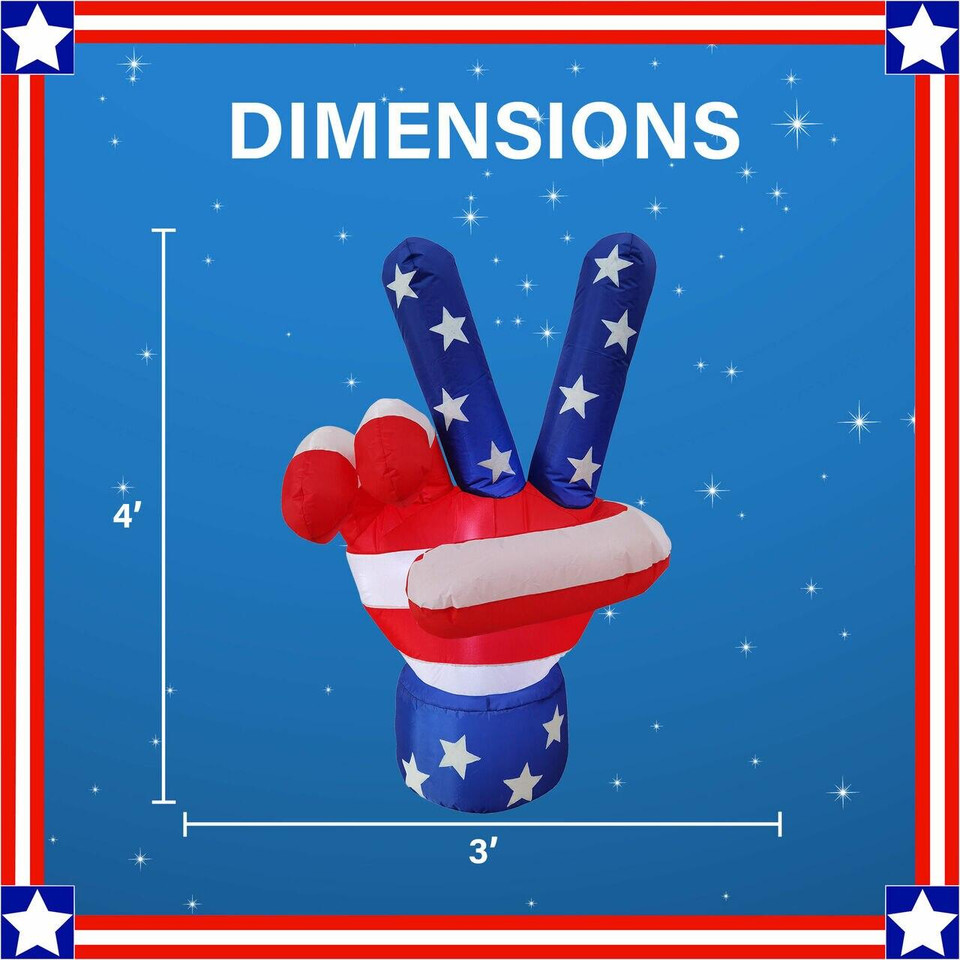 4-Ft. Tall Americana Peace Sign, Outdoor Blow Up Inflatable with Lights