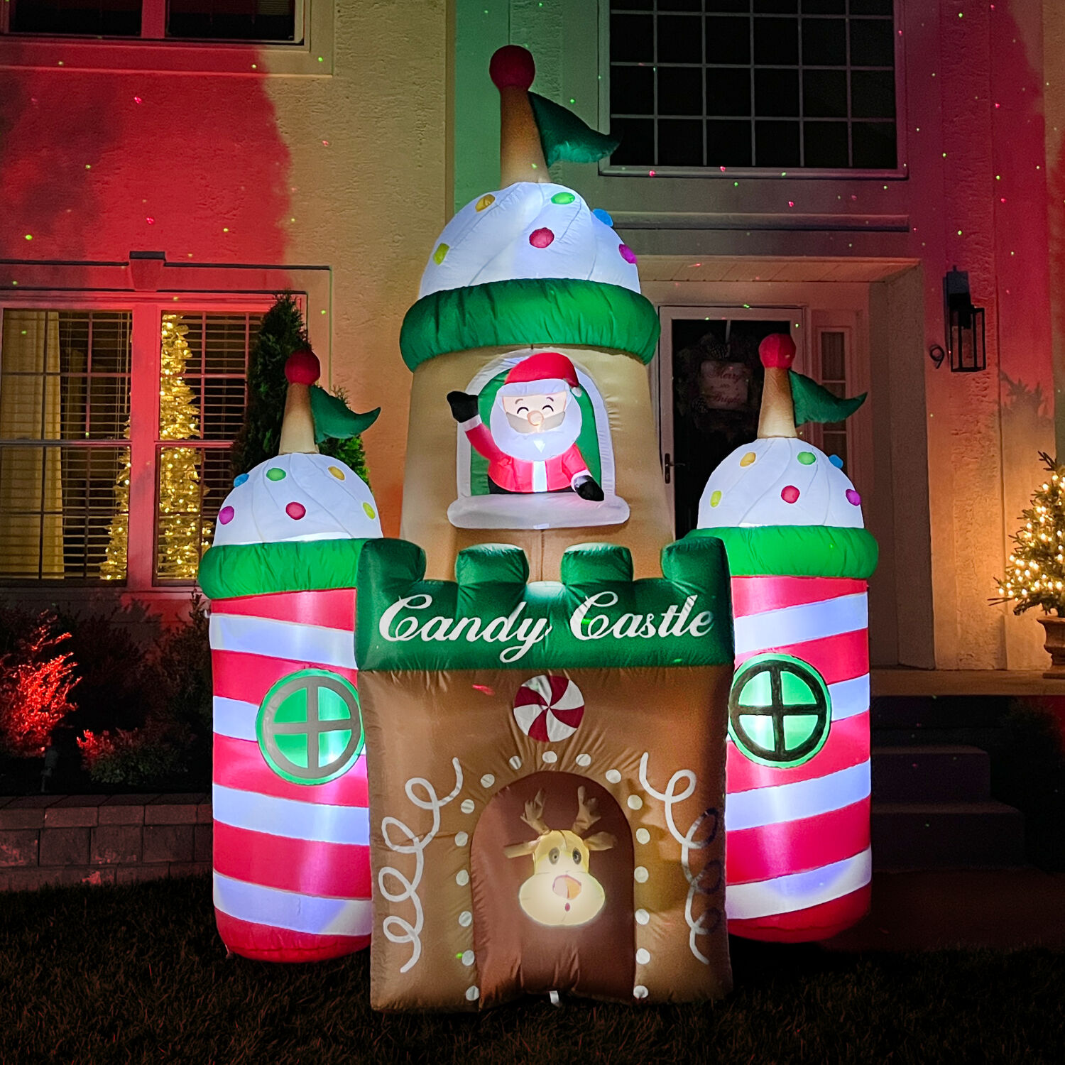 Fraser Hill Farm 10 Ft Tall Prelit Santas Candy Castle Inflatable