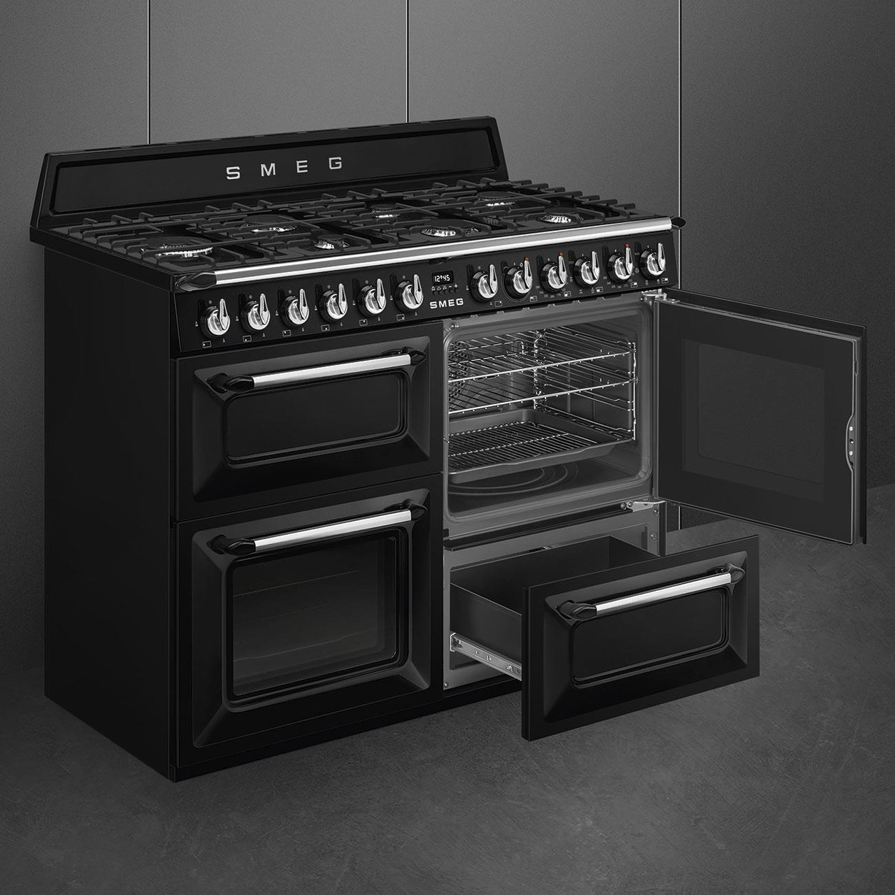 Smeg 110cm Dual Fuel Range Cooker TR4110BL1 Black Broadvision