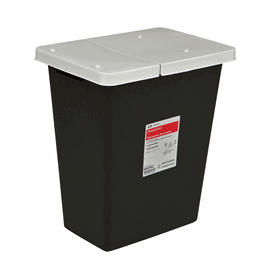 Covidien 18 Gal Rcra Hazardous Waste Container Hinged Lid Black