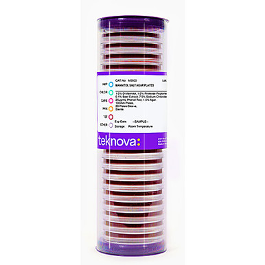 Mannitol Salt Agar Plates 100Mm 20 Plates Per Sleeve Sterile 4 Pack