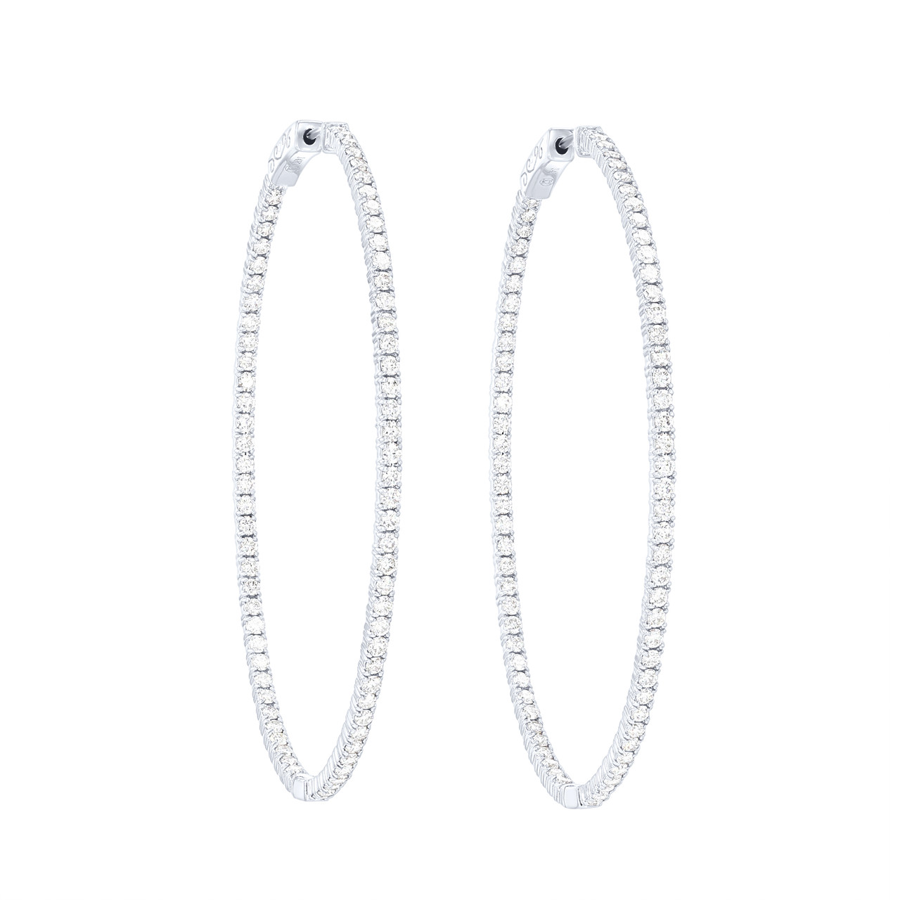 Thin Oval Shaped Diamond Hoops