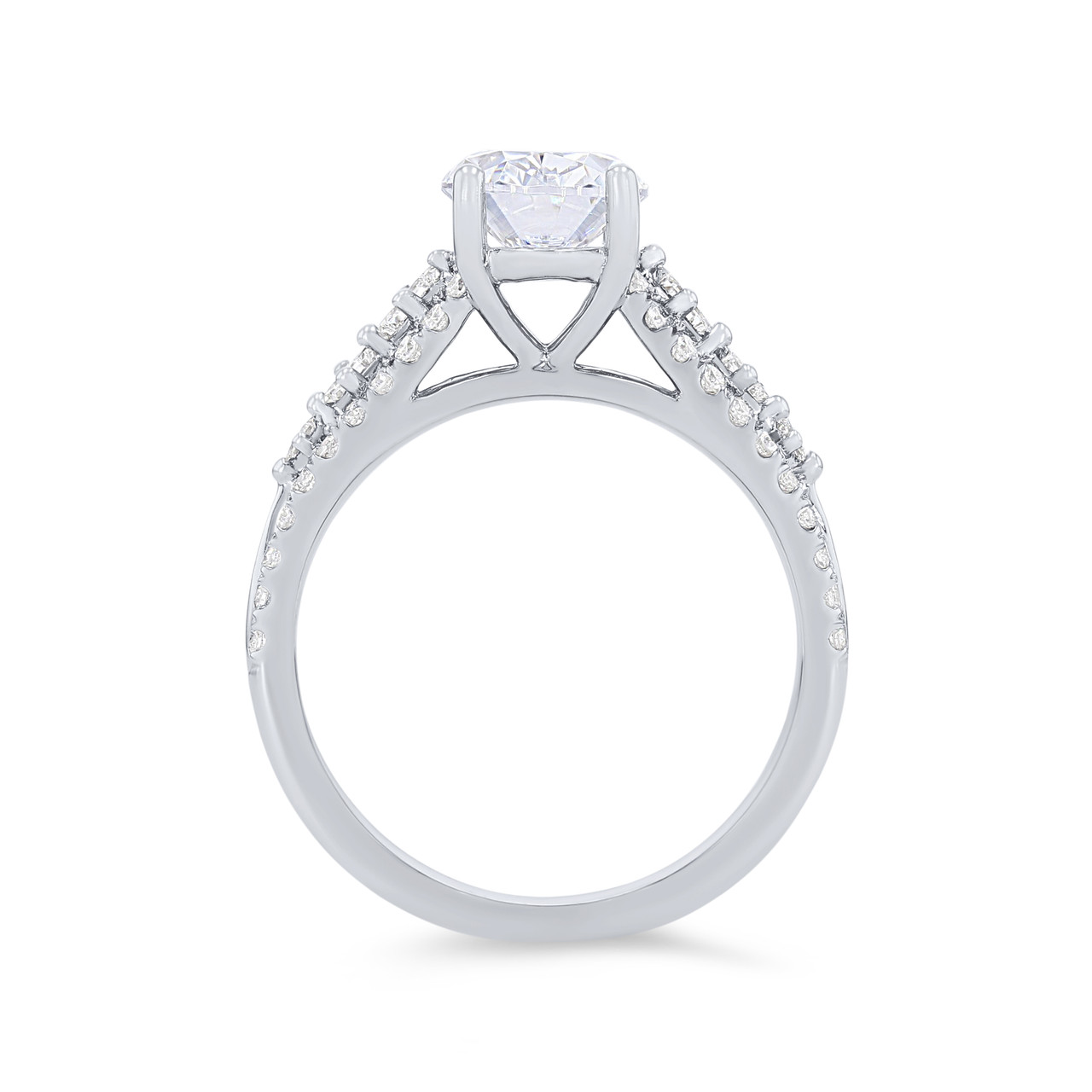 Three Row Princess and Round Diamond Engagement Setting by Classique