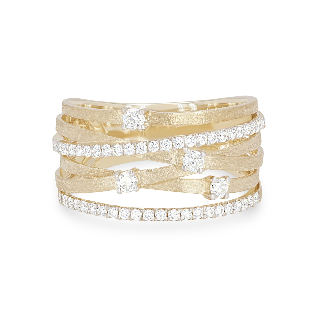 Multirow Diamond Matte Ring