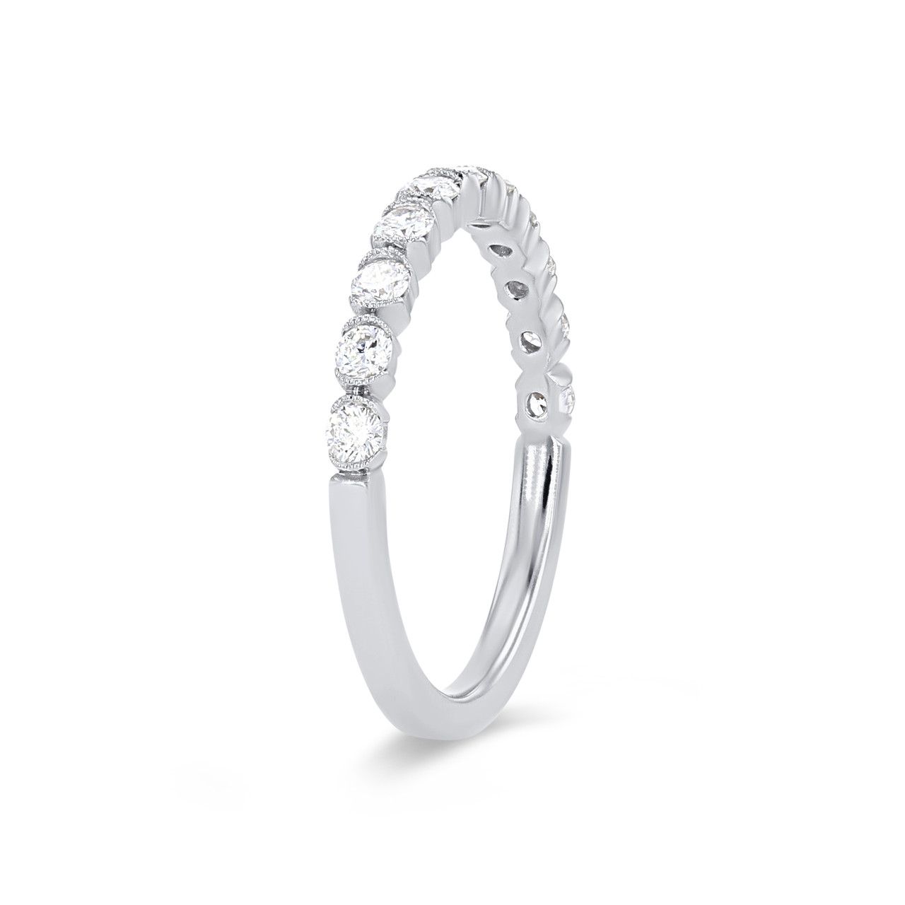 Half Bezel Milgrain Diamond Wedding Band by Sylvie