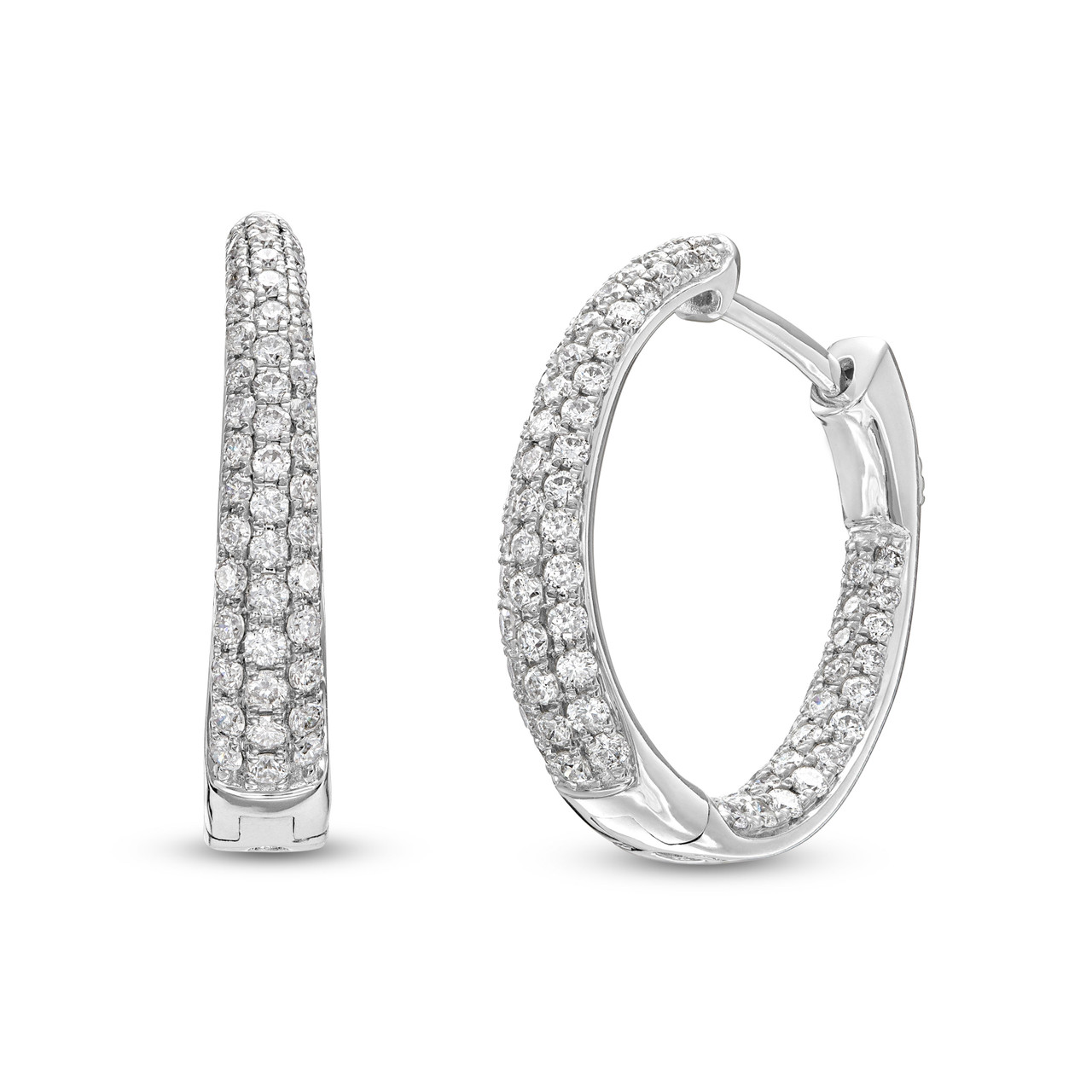 Graduated Pave Diamond Hoops