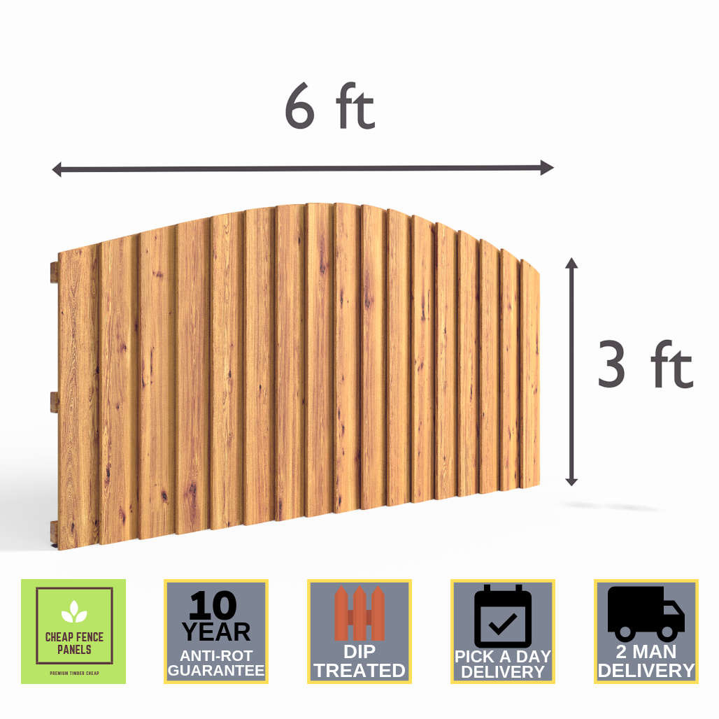 6x3 Dome Feather Edge Fence Panel | Cheap Fence Panels
