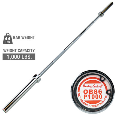 Body-Solid Premium 2" Olympic Bar 1000 lb. Capacity OB86P1000 - Barbells