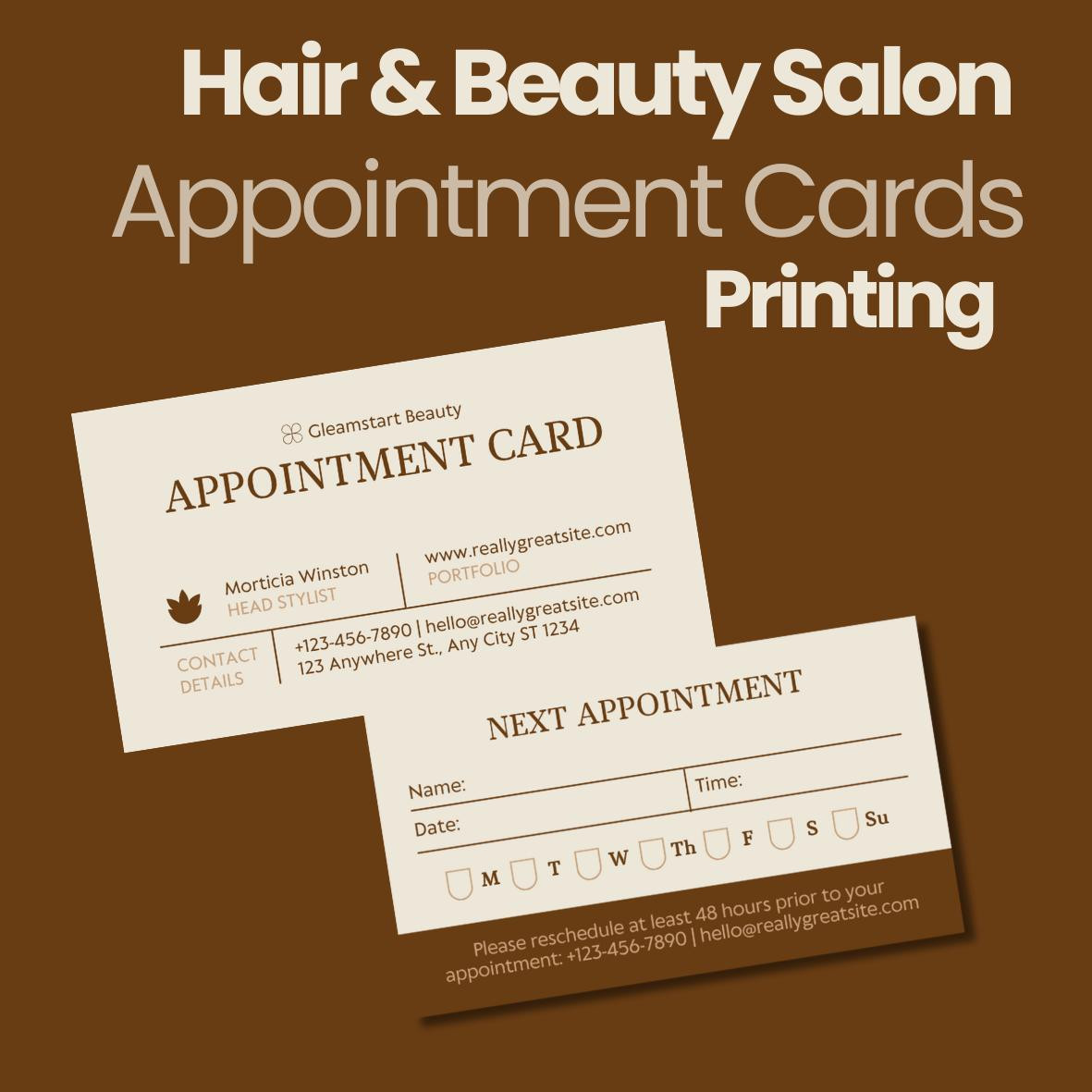 Hair Salon Appointment Cards printing in London