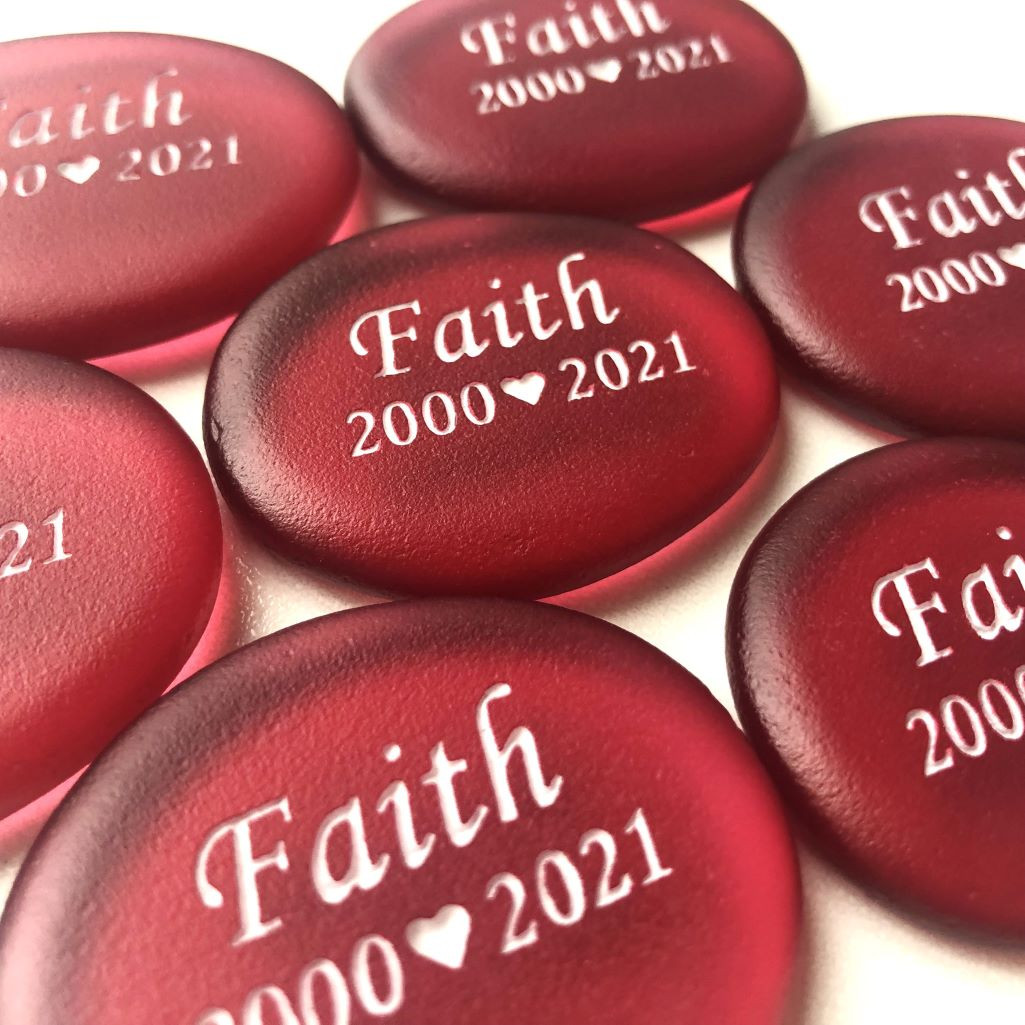 Cranberry Sea Glass Pocket Stones, 1.5"-1.75" - Engraved Stones Direct