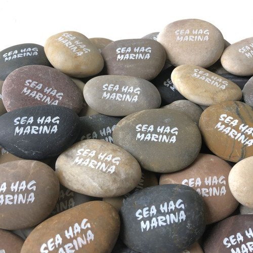 Custom River Rocks Engraved in White