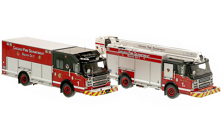 Fire Replicas Chicago Fire Department Rosenbauer Squad 1/1A Set Scale ...