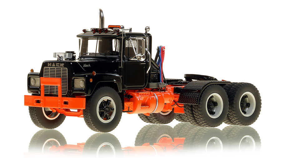 Fire Replicas Mack® R Tandem Axle Tractor - Black over Orange Scale Model