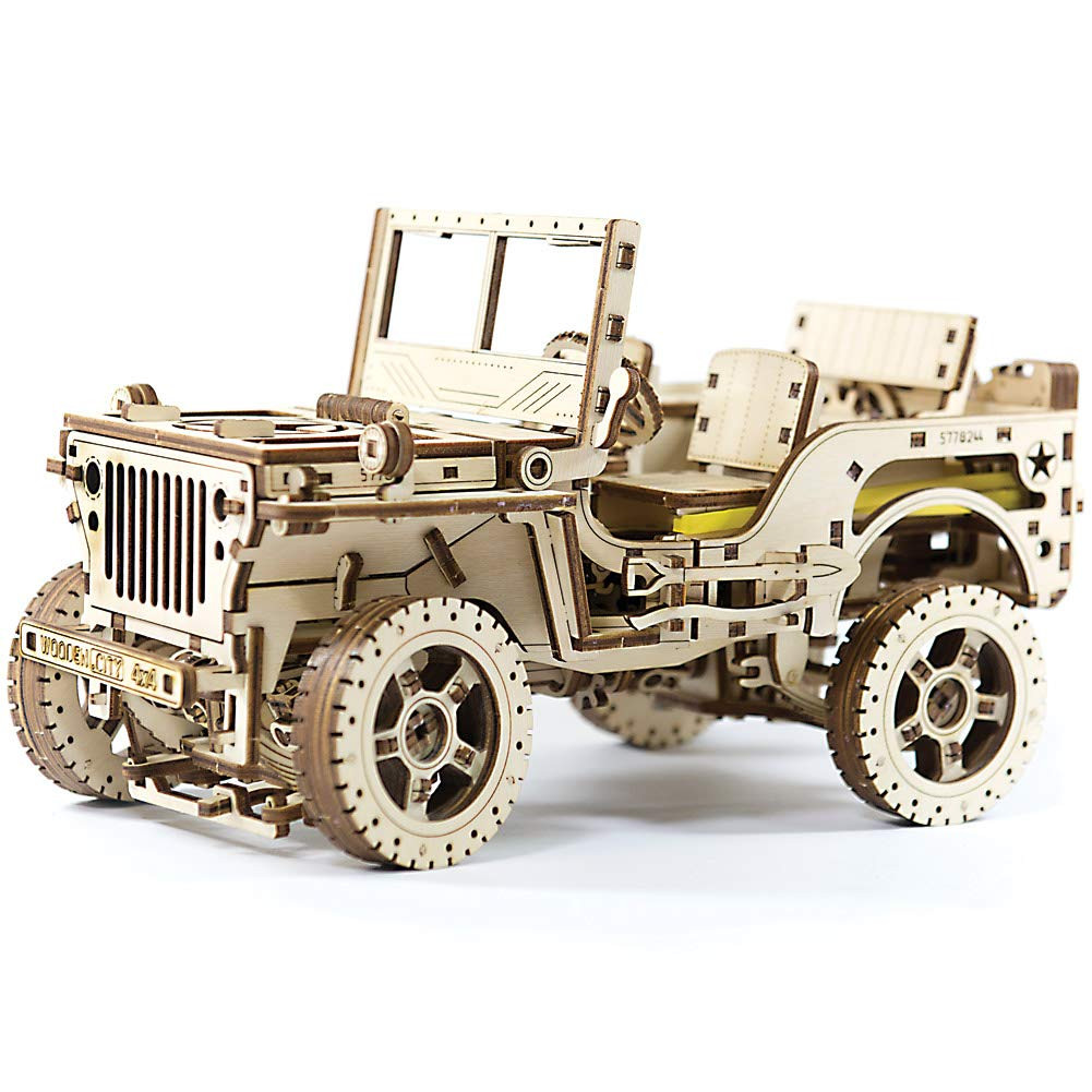 "Willys MB Jeep 4x4" Mechanical Wooden Model Kit | Wooden City - Tri-M ...