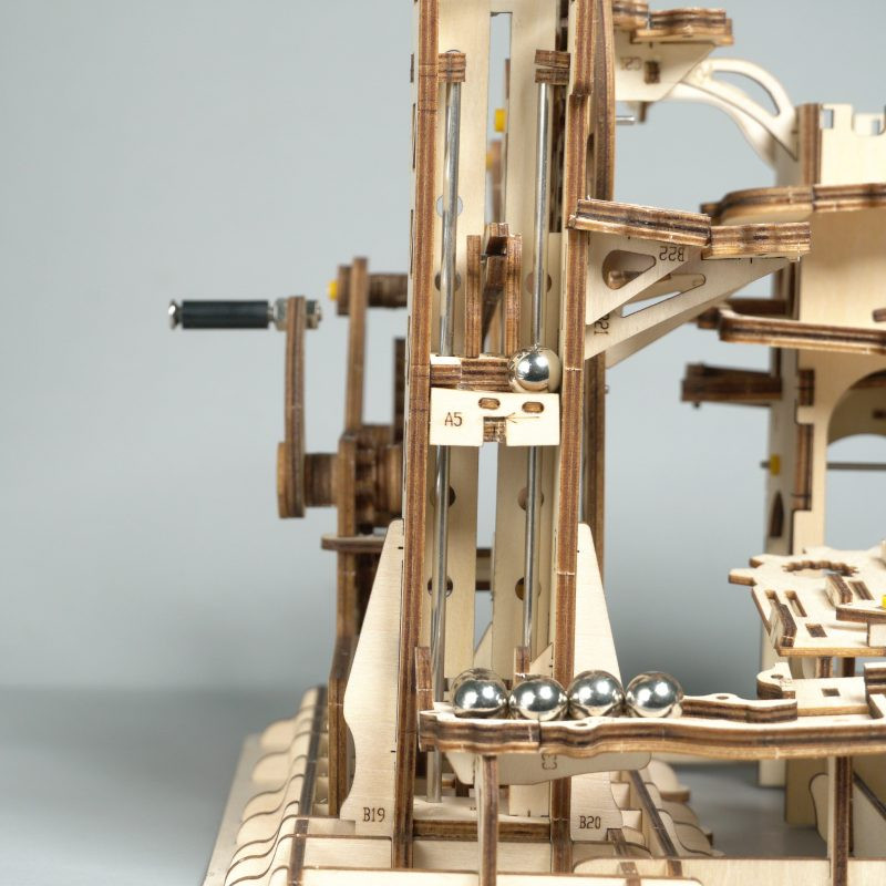 "Marble Climber" Tower Coaster Mechanical Wooden Marble Run Kit | Rokr ...