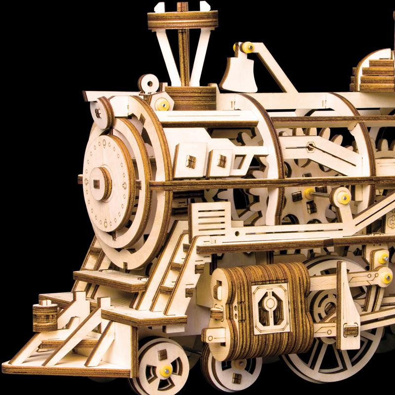 Locomotive Spring Powered Mechanical Wooden Model | Rokr - Tri-M ...
