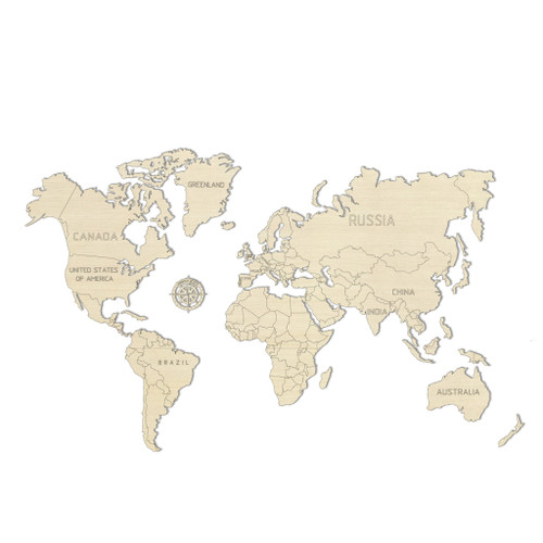 "World Map XL" Wooden Model Kit | Wooden City - Tri-M Specialty Products