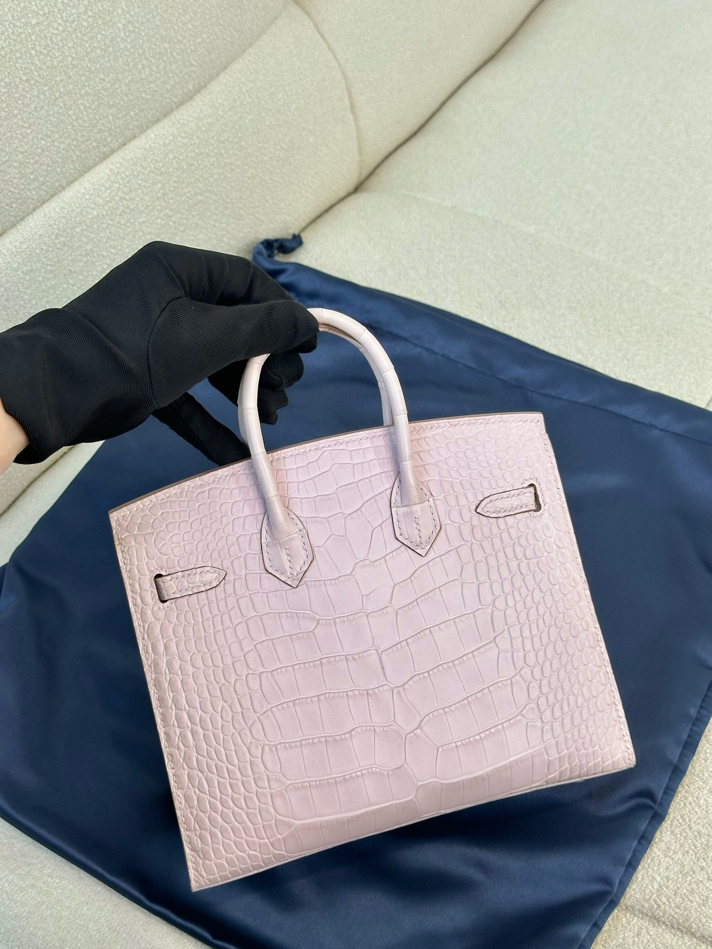 Hermès Birkin 20 Mauve Pale Alligator Palladium Hardware - BVPRIVE