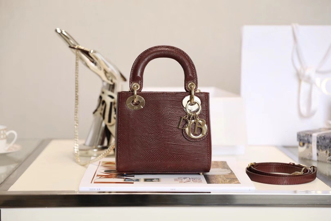 Christian Dior Lady Dior Mini Lizard Grey - BVPRIVE