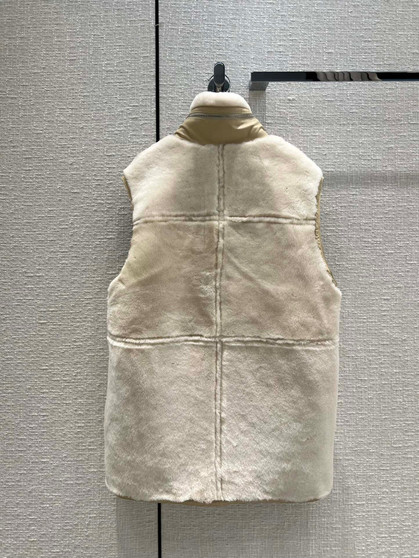 Hermès Reversible long leather vest Ivory - BVPRIVE