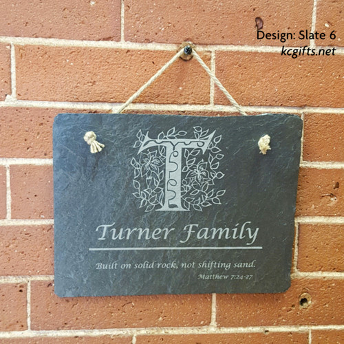 Personalized Engraved Slate Family Name Sign