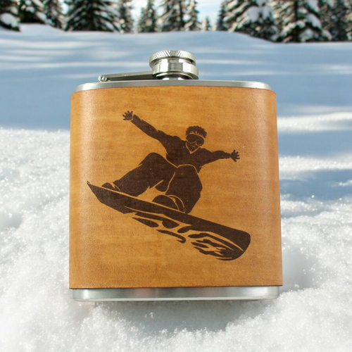 Personalized Hand Made Leather Flask for the Skier - Ski Flask, Hip ...