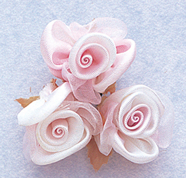 2" Pink Satin Silk Flowers with Leaves - Pack of 36 - CB Flowers & Crafts