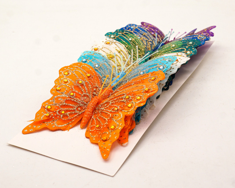 4" Rainbow Gold Glitter Butterfly Decorations - Pack of 12 Monarch ...