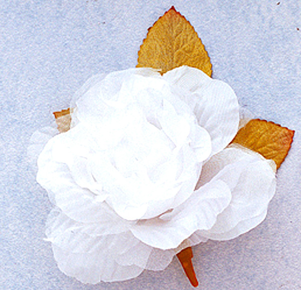 4" White Large Silk Single Rose Flowers - Pack of 6 - CB Flowers & Crafts