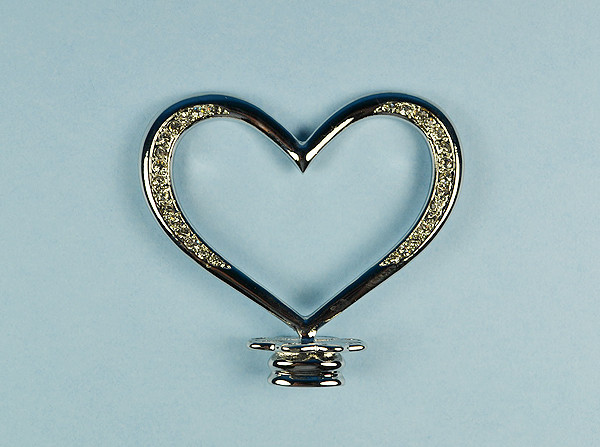 2.5" Silver Rhinestone Cake Topper Symbol "Heart" - CB Flowers & Crafts